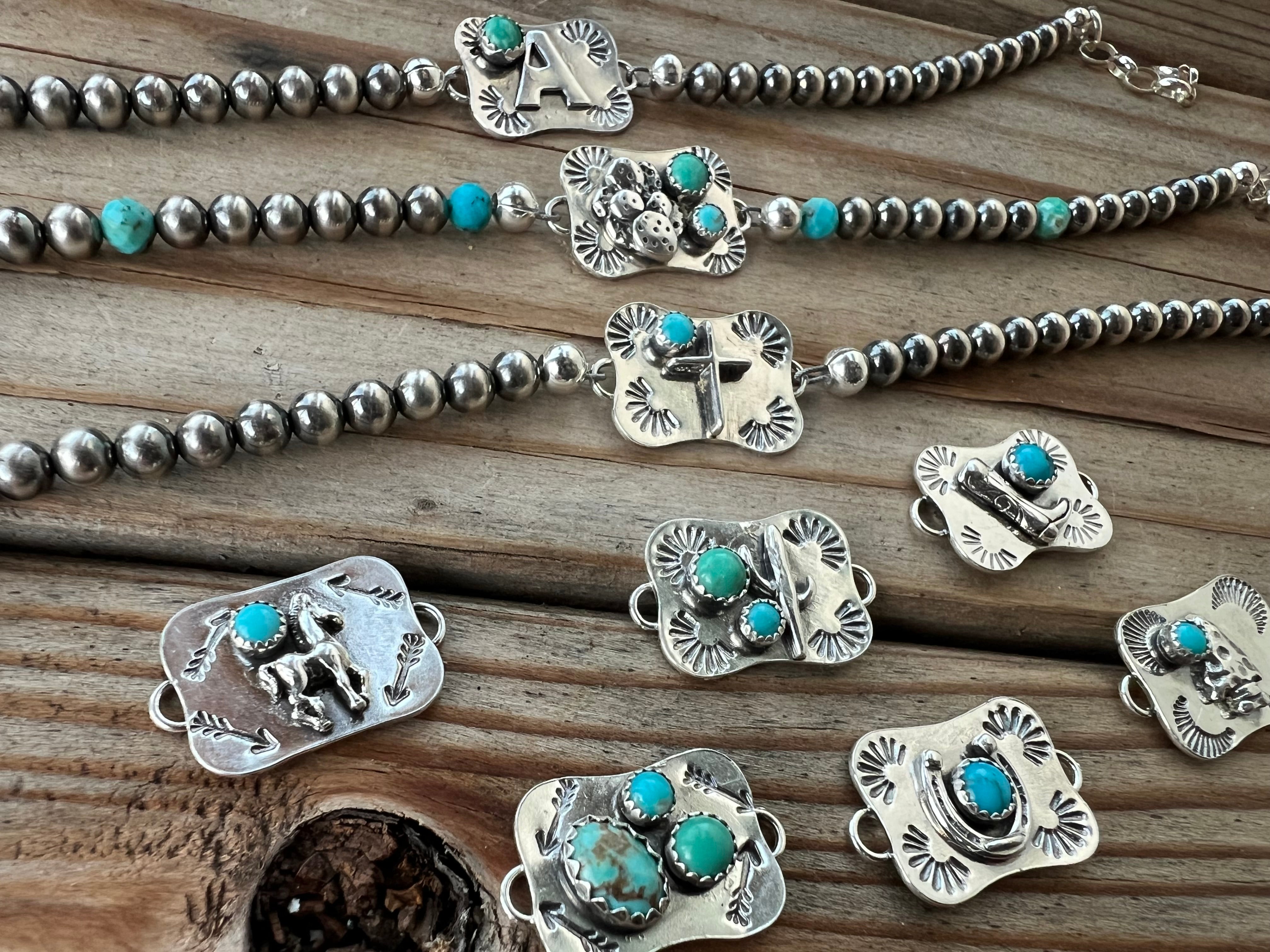 Mini “Belt Buckle” Navajo Pearl Bracelet – Desert Darlings Silver